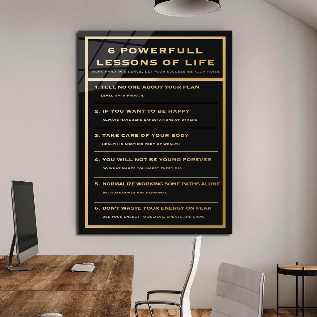 6 Powerful Lessons Rules Wall Art Home Decor Motivation Office - Etsy