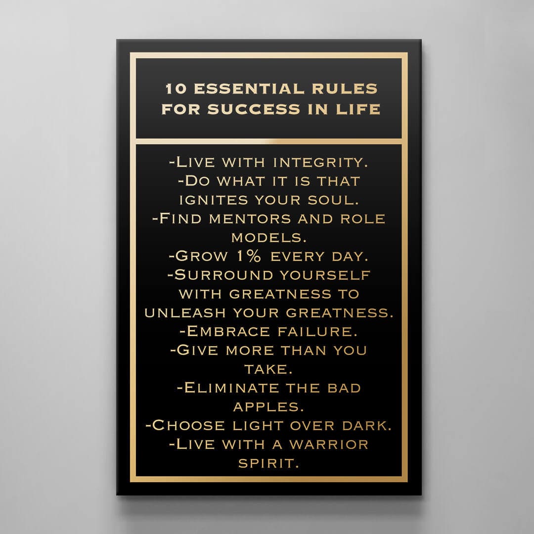 10 Rules for Success Motivational Wall Decor Inspirational Quotes ...