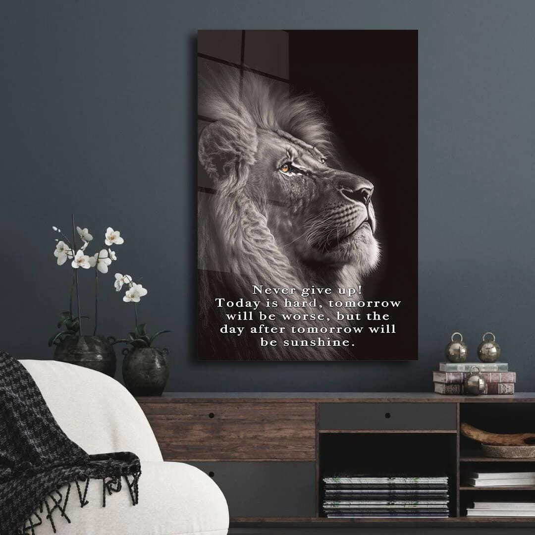 Never Give up Lion Canvas Art: Modern Inspirational Office Decor - Etsy