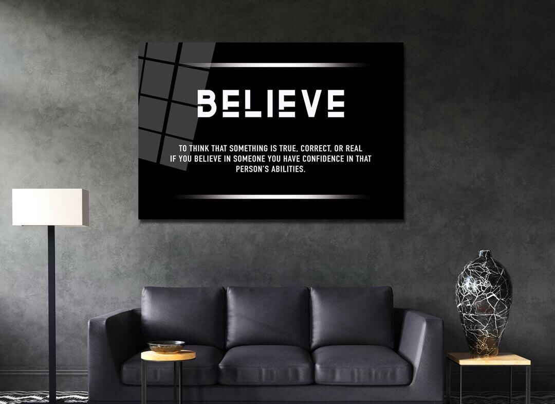Believe Noun Wall Art Workout Motivation Sign Canvas Art Home Decor ...