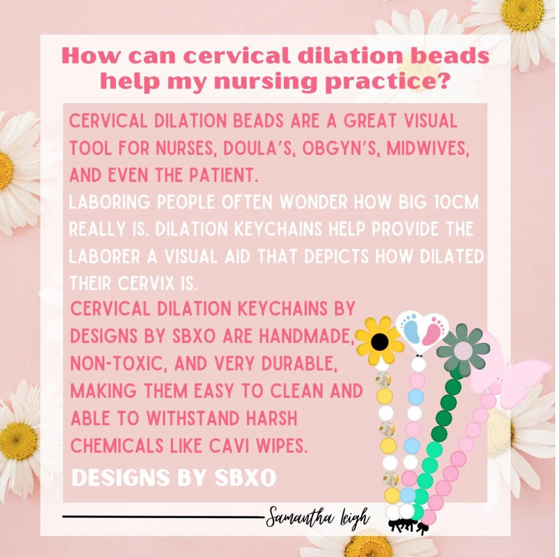 Labor and Delivery Cervical Dilation Beaded Keychain/badge Buddy/flower ...