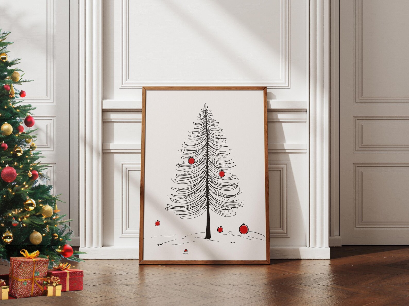 Minimalist Christmas Tree Printable Unique Tree Wall Art, Eclectic ...