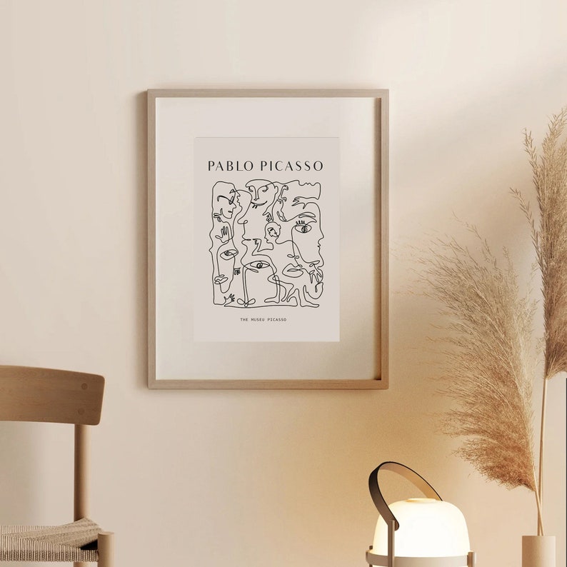 Pablo Picasso Aesthetic Line Drawing Poster Black Beige Etsy