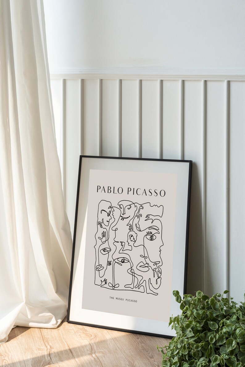 Pablo Picasso Aesthetic Line Drawing Poster Black Beige Etsy