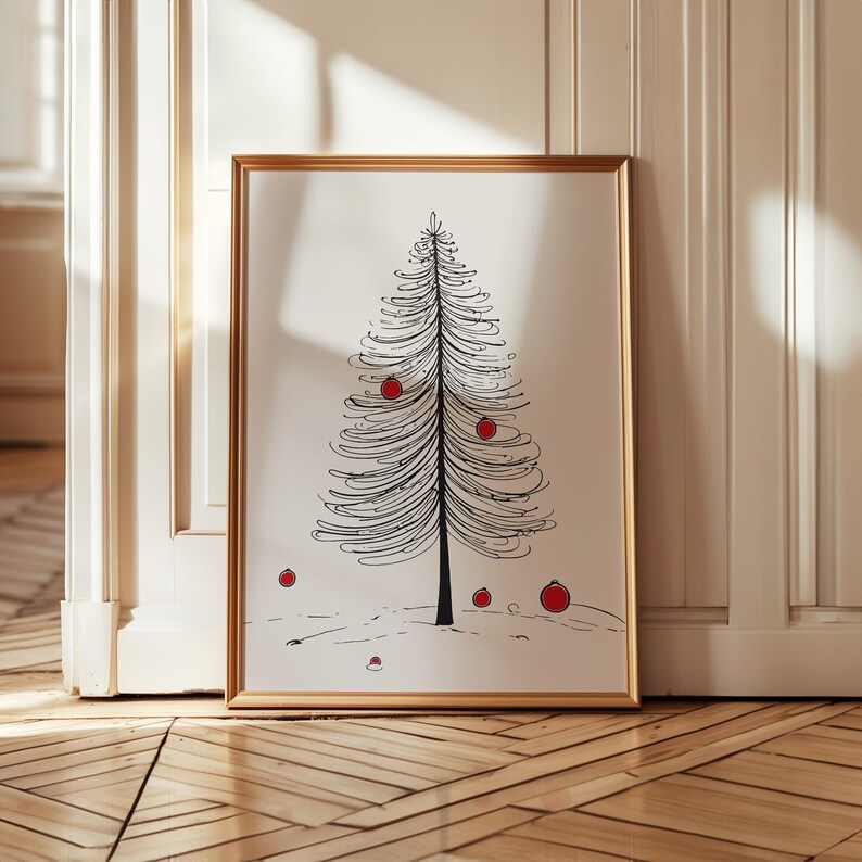 Minimalist Christmas Tree Printable Unique Tree Wall Art, Eclectic ...