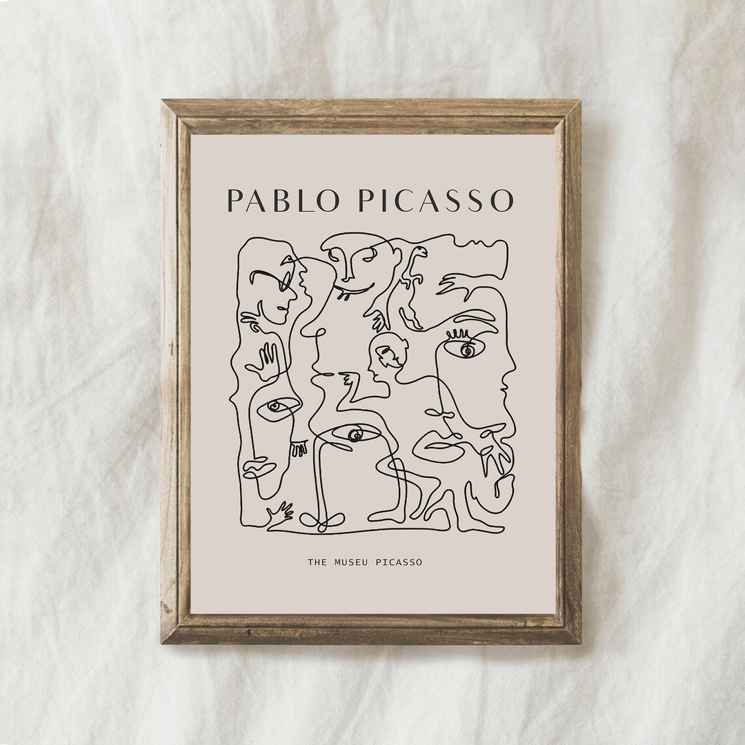 Pablo Picasso Aesthetic Line Drawing Poster Black Beige Etsy