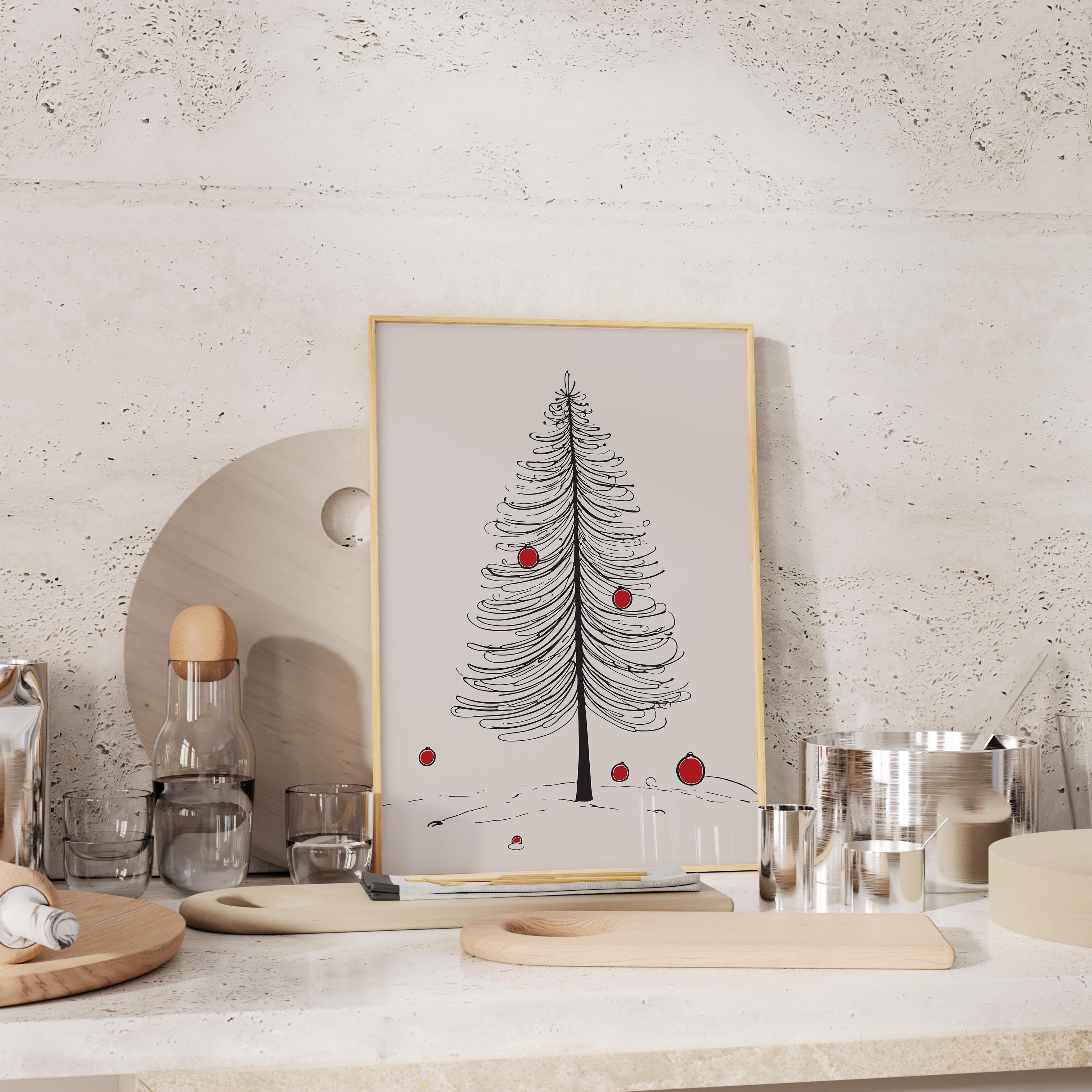 Minimalist Christmas Tree Printable Unique Tree Wall Art, Eclectic ...