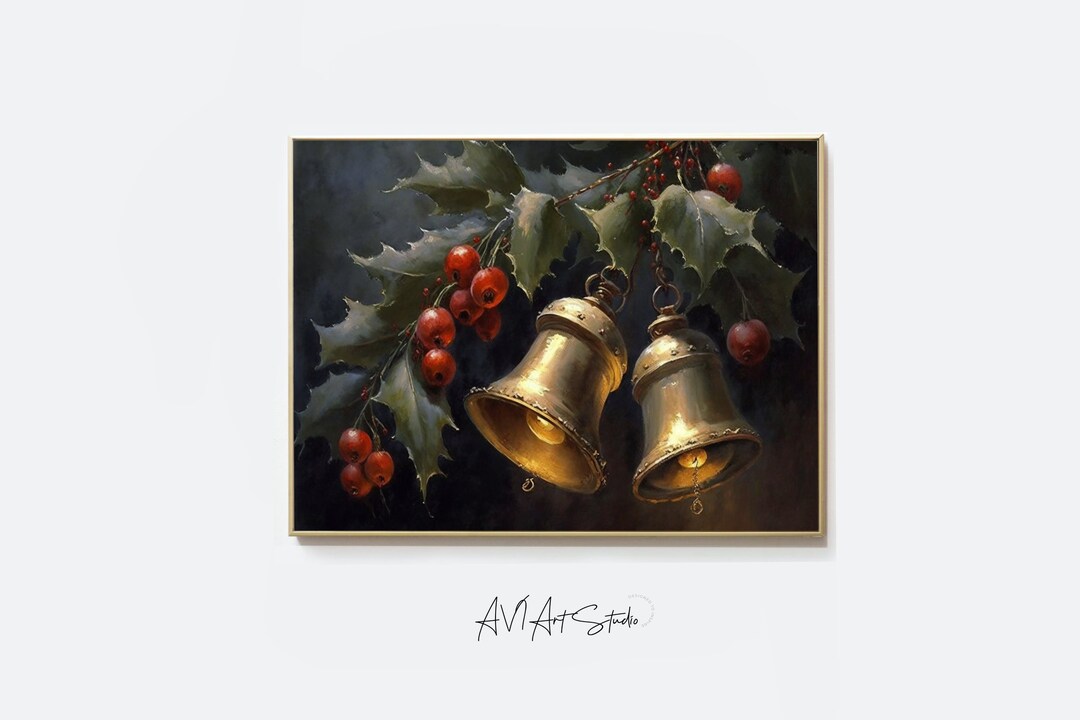 Christmas Jingle Bells Christmas Brass Bells Vintage Christmas Print ...