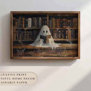 Vintage Library Ghost Print Wall Art Halloween Decor Academia Spooky ...