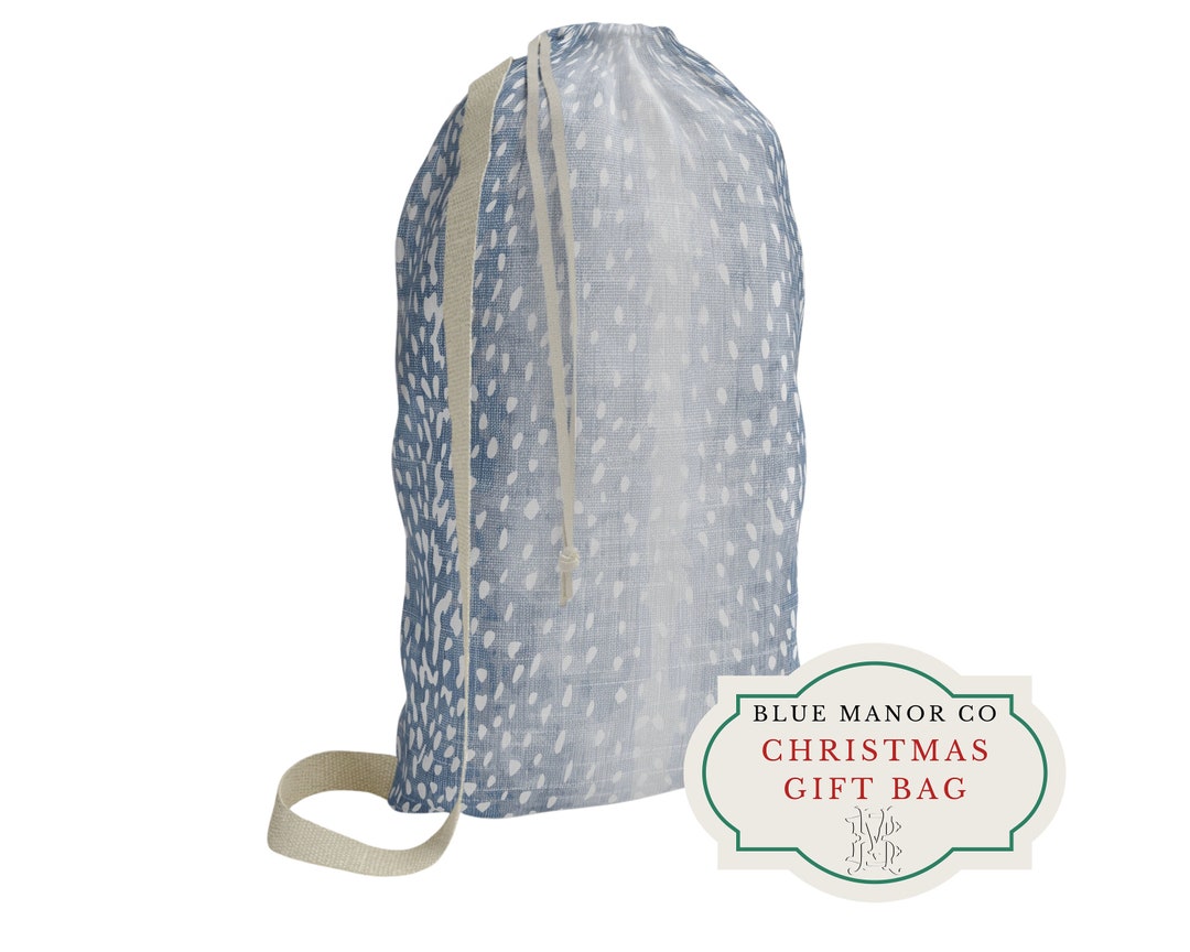 Blue Fawn Print Santa Sack| Antelope Print Oversized Santa Stocking ...