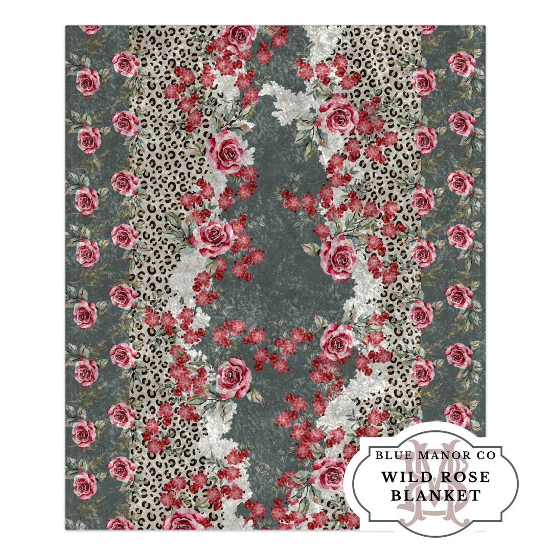 Wild Rose Crushed Velvet Blanket Boho Animal Print Hippie Throw Leopard ...