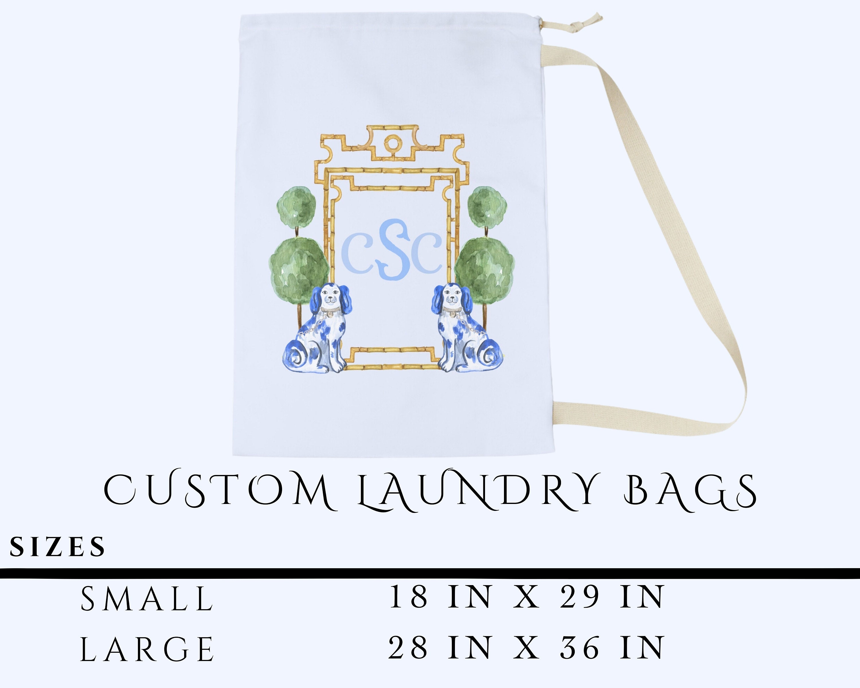 Monogram Laundry Bag| Chinoiserie Pagoda Frame| Grand Millennial ...
