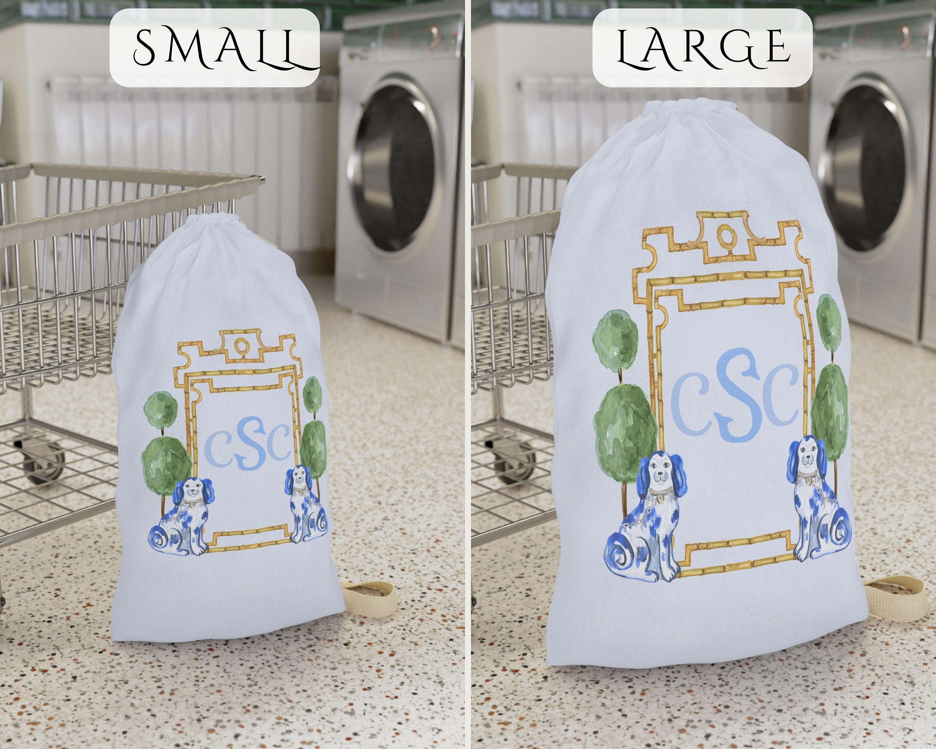Monogram Laundry Bag| Chinoiserie Pagoda Frame| Grand Millennial ...
