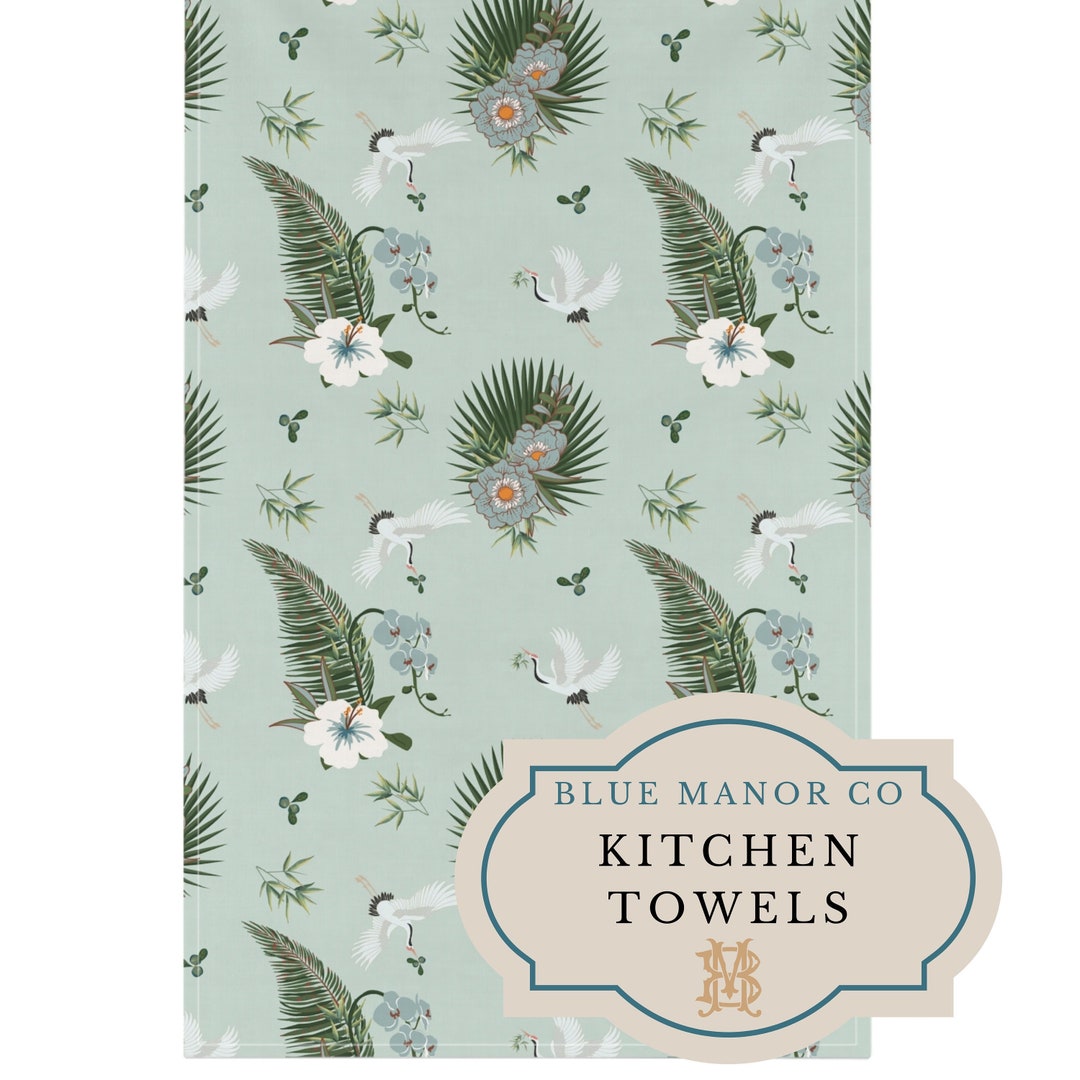 Tropical Kitchen Towel Coastal Tea Towel Ginger Jar Kitchen Towel, Blue ...