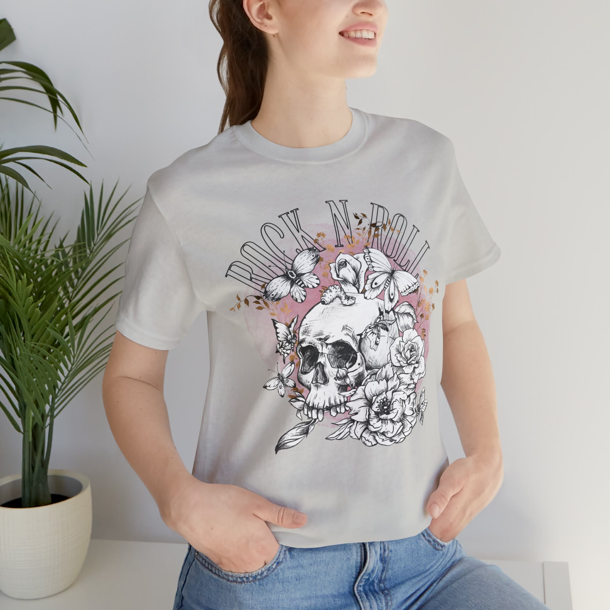 Vintage Rose Style Rock N Roll T-shirt| Rock N Roll Tee| Butterfly ...