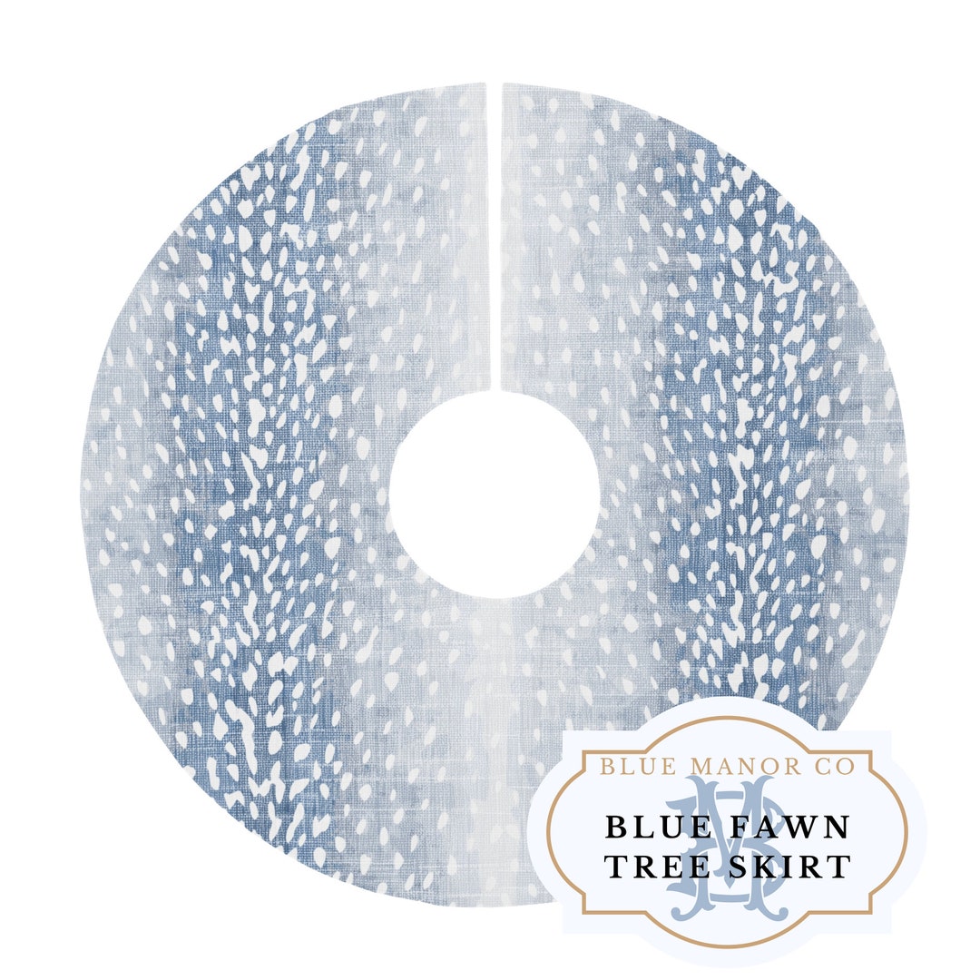 Blue Fawn Print Christmas Tree Skirts Holiday Chinoiserie Christmas ...