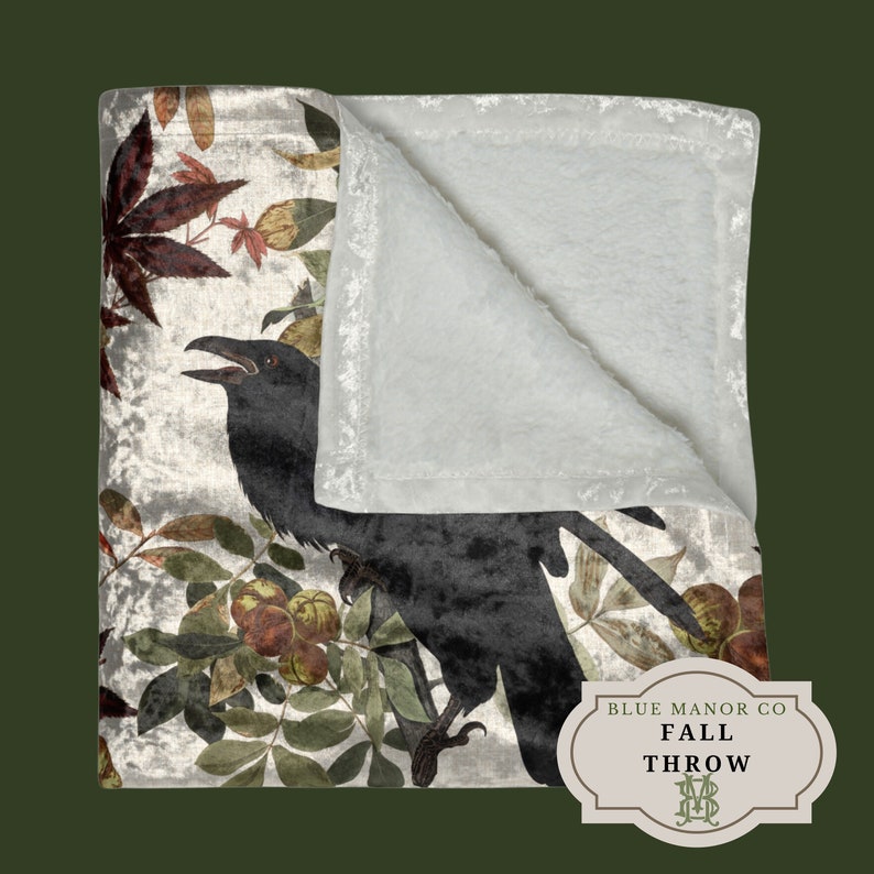 Fall Vintage Retro Crow Halloween Throw Blanket| Halloween Watching ...