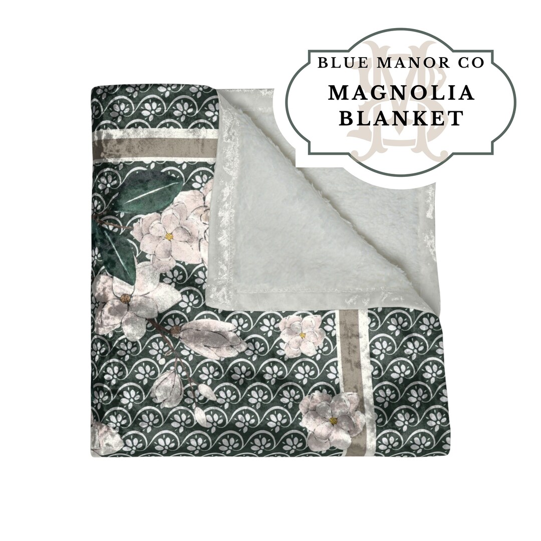 Magnolia| Crushed Velvet Blanket| Magnolia Throw Blanket | Watercolor ...