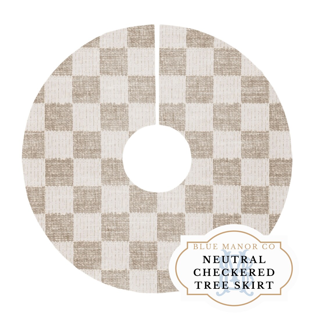 Neutral Checkered Christmas Tree Skirts Modern and Contemporary ...
