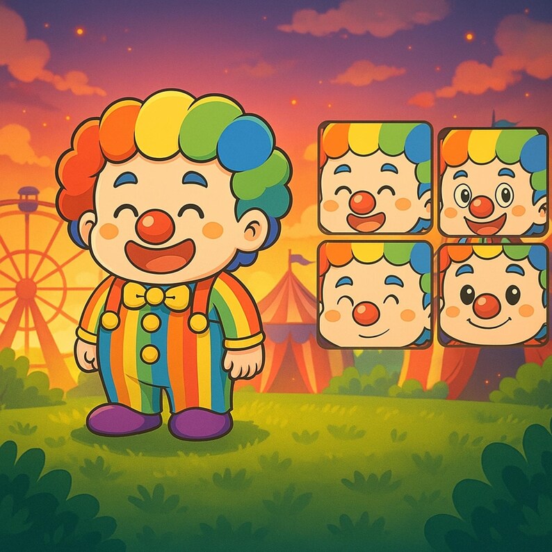 Rainbow Clown Pngtuber Model: Reactive Vtuber Avatar for Veadotube - Etsy