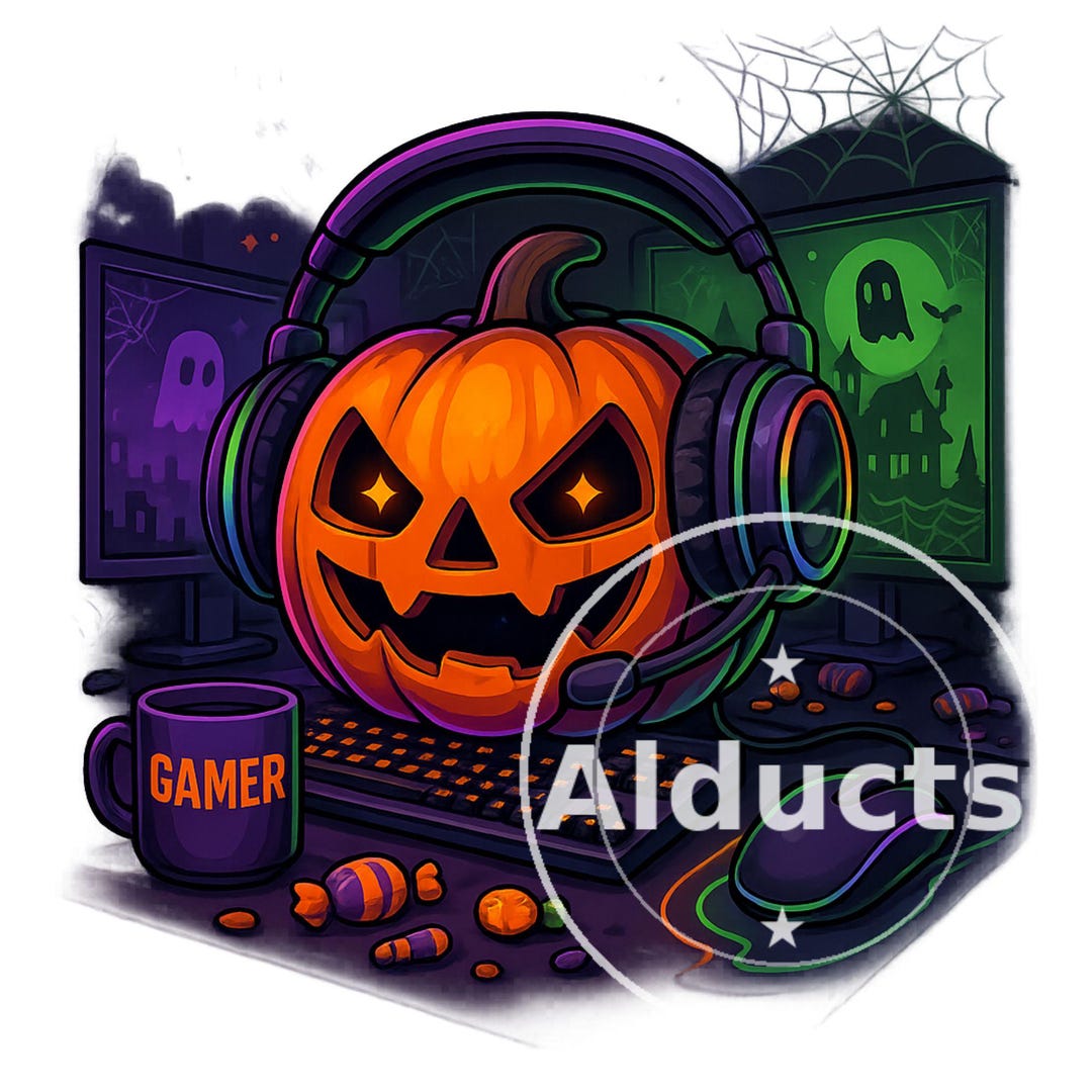 Halloween Gamer Pumpkin PNG - Spooky Jack-o'-lantern Gaming Headset ...