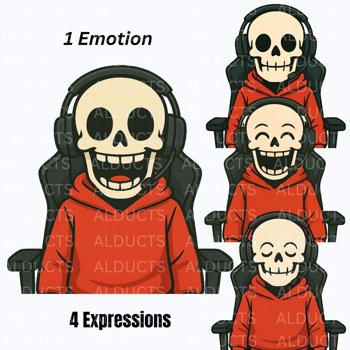 Red Hoodie Skeleton Pngtuber: Gamer Vtuber Avatar (veadotube Ready ...