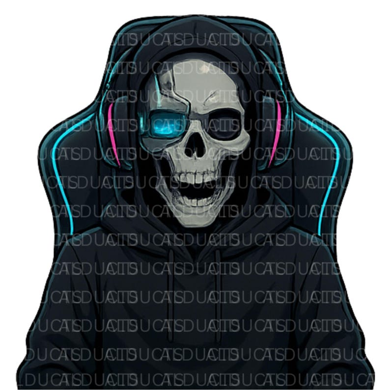Cyberpunk Skeleton PNG Tuber Avatar: Veadotube Ready Streaming Overlay ...