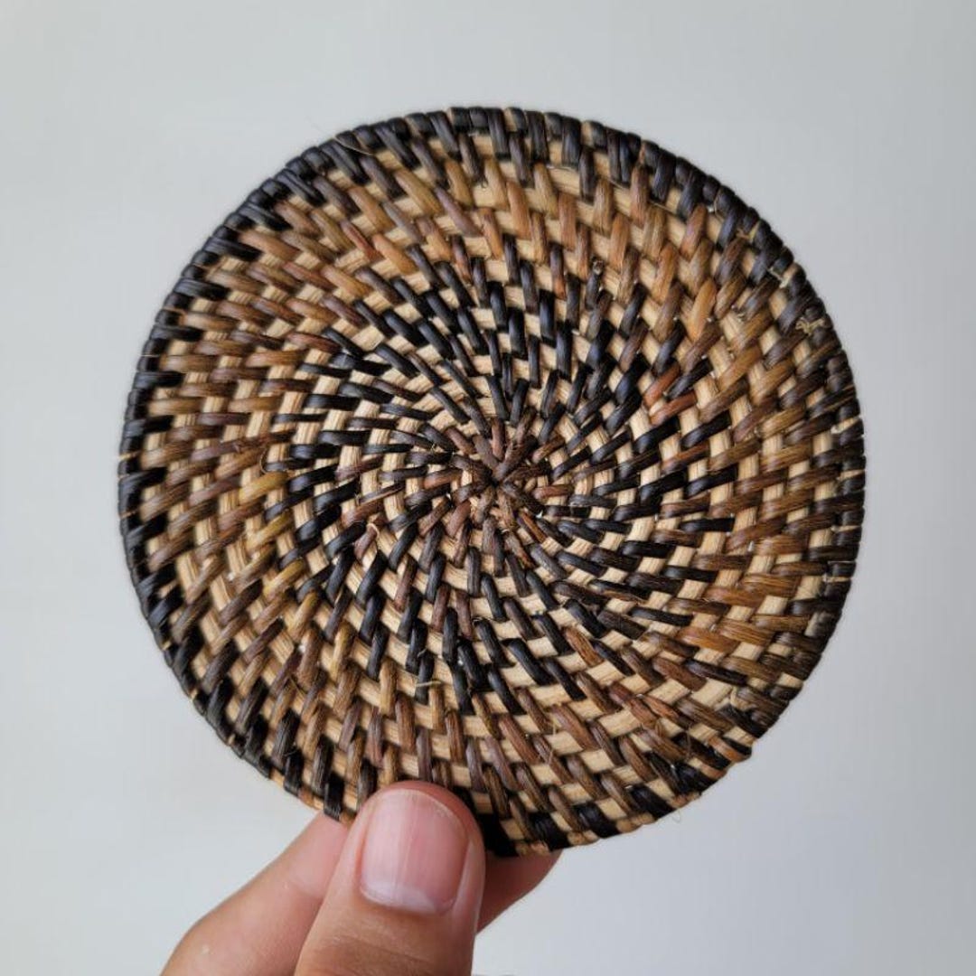 Handmade Native Rattan Nito Mug Coaster 4 Inch Natural Woven Drink ...
