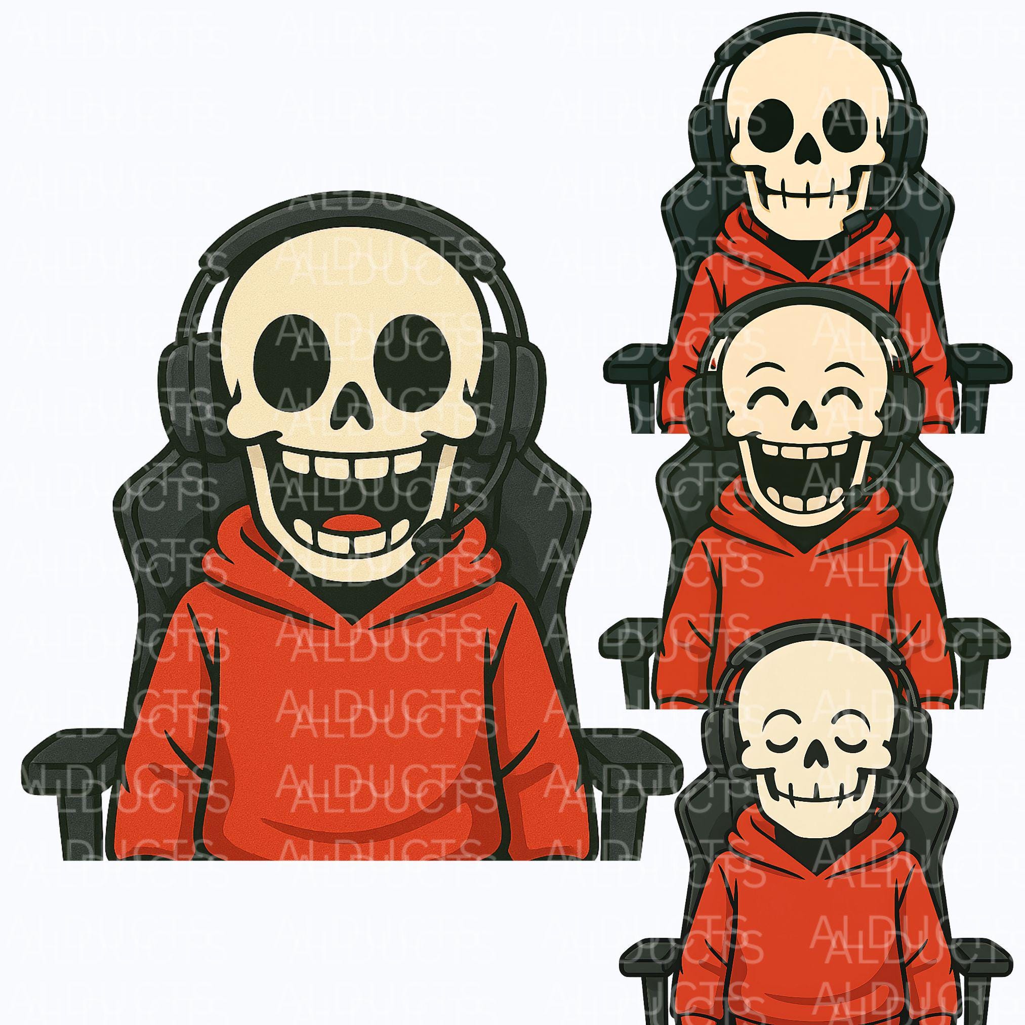 Red Hoodie Skeleton Pngtuber: Gamer Vtuber Avatar (veadotube Ready ...