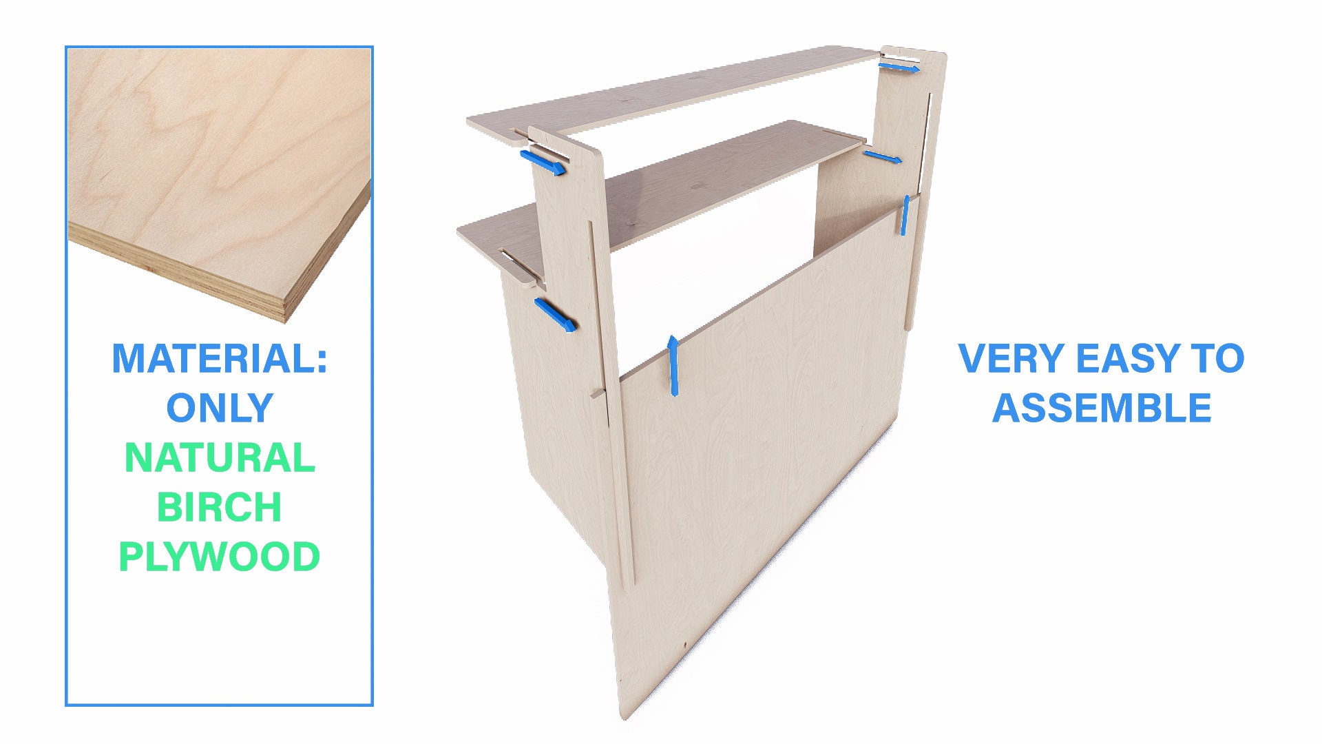 Modern Birch Reception Desk, Sleek Natural Wood Office Furniture ...