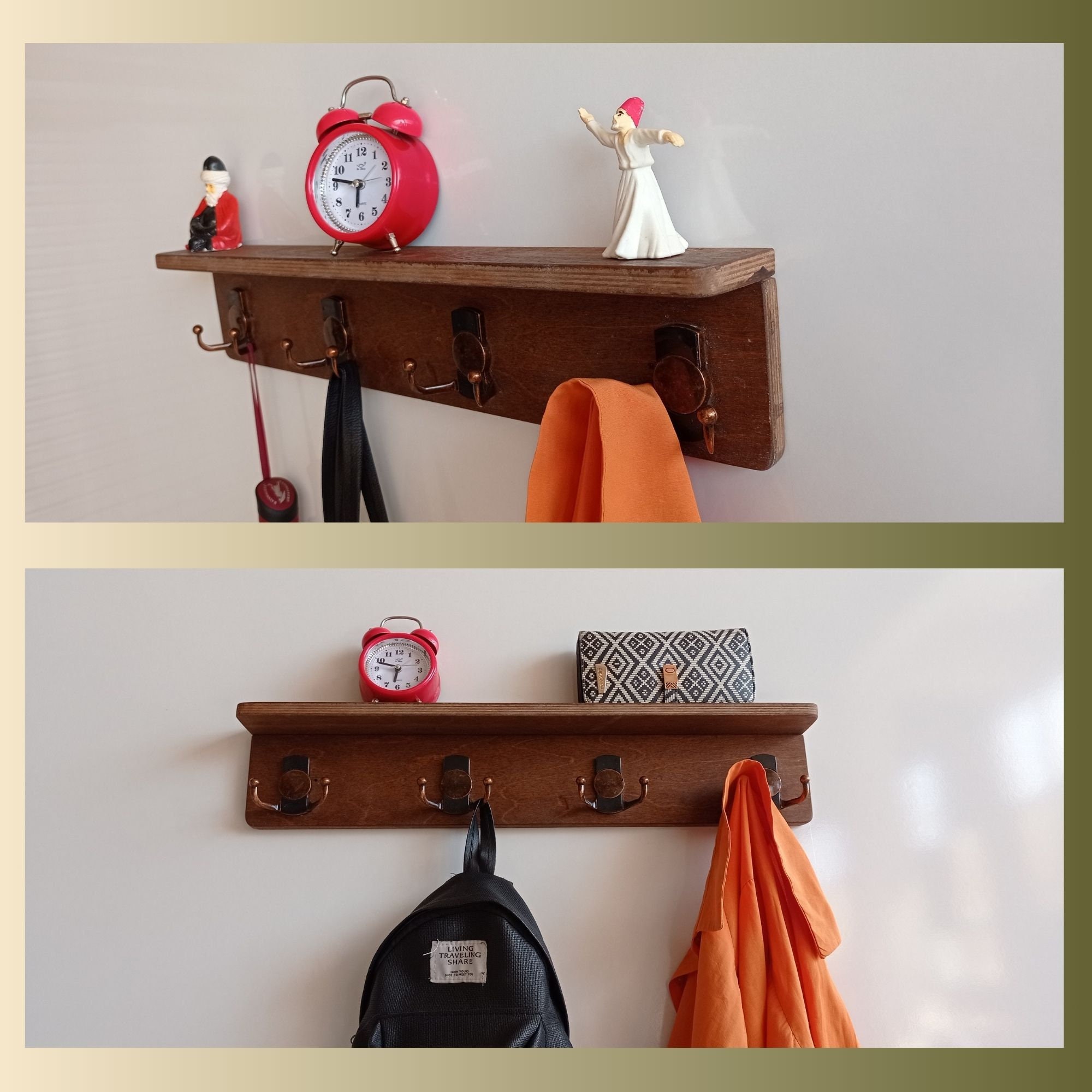 8 Hook Rack Pope Leo XIV Mother Mary Rosary Rack - 8-Hook Wooden Wall ...