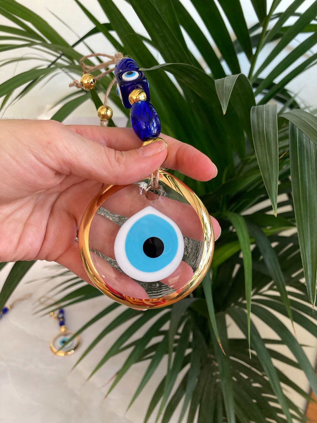 Glass Wall Hanging, Protection Charm, Evil Eye Wall Decor, House ...