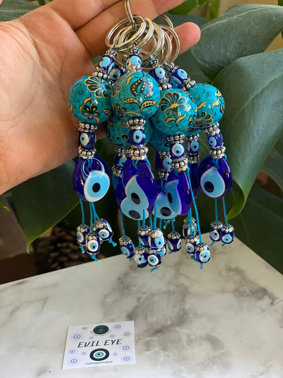 Handmade Ceramic Keychain, Party Favors, Evil Eye Bag Charm, Protection ...