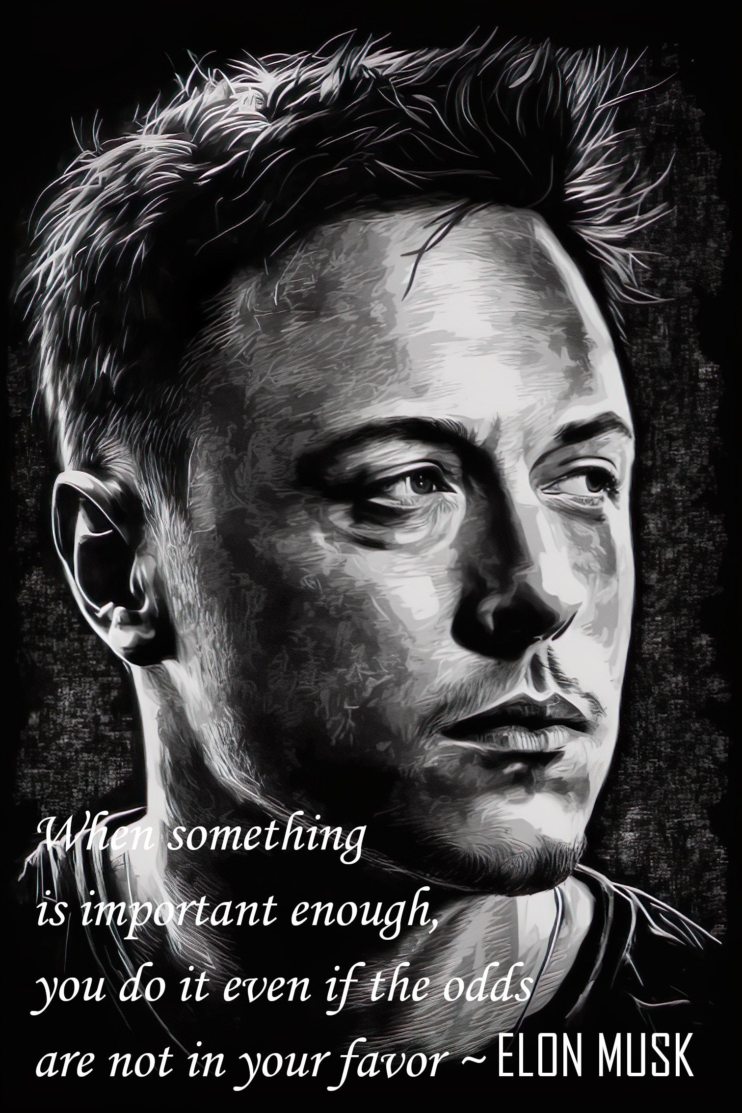 Elon Musk, Motivational Quote, Digital AI Art - Etsy