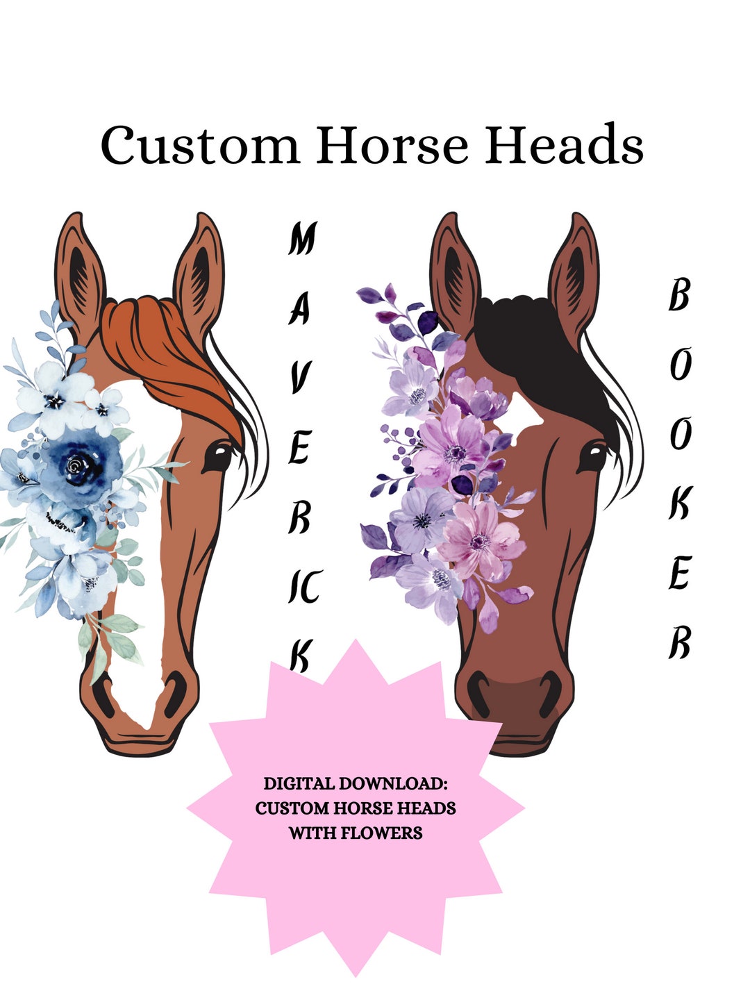 Custom Horse Print, Horse Drawing Personalized, Custom Horse Gift ...