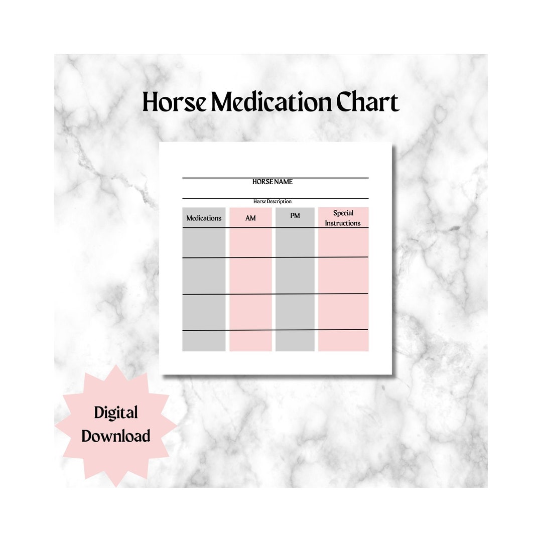 Digital Download, Horse Medication Chart, Equine Feeding, Chart Makes ...