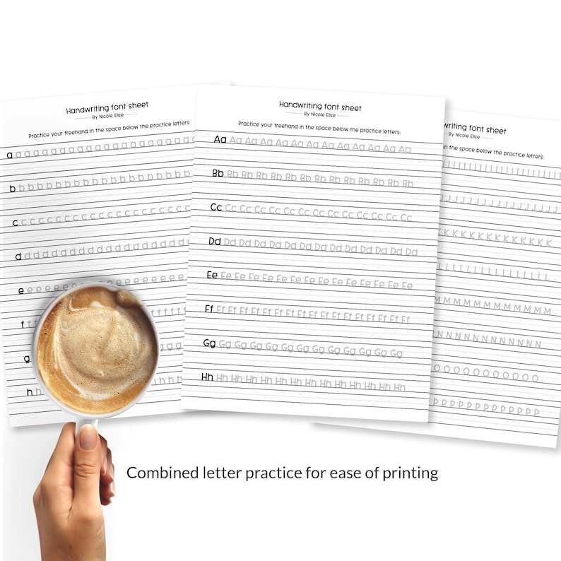 94 Page Journaling Hand Writing Practice Workbook Sheet Printable Guide ...
