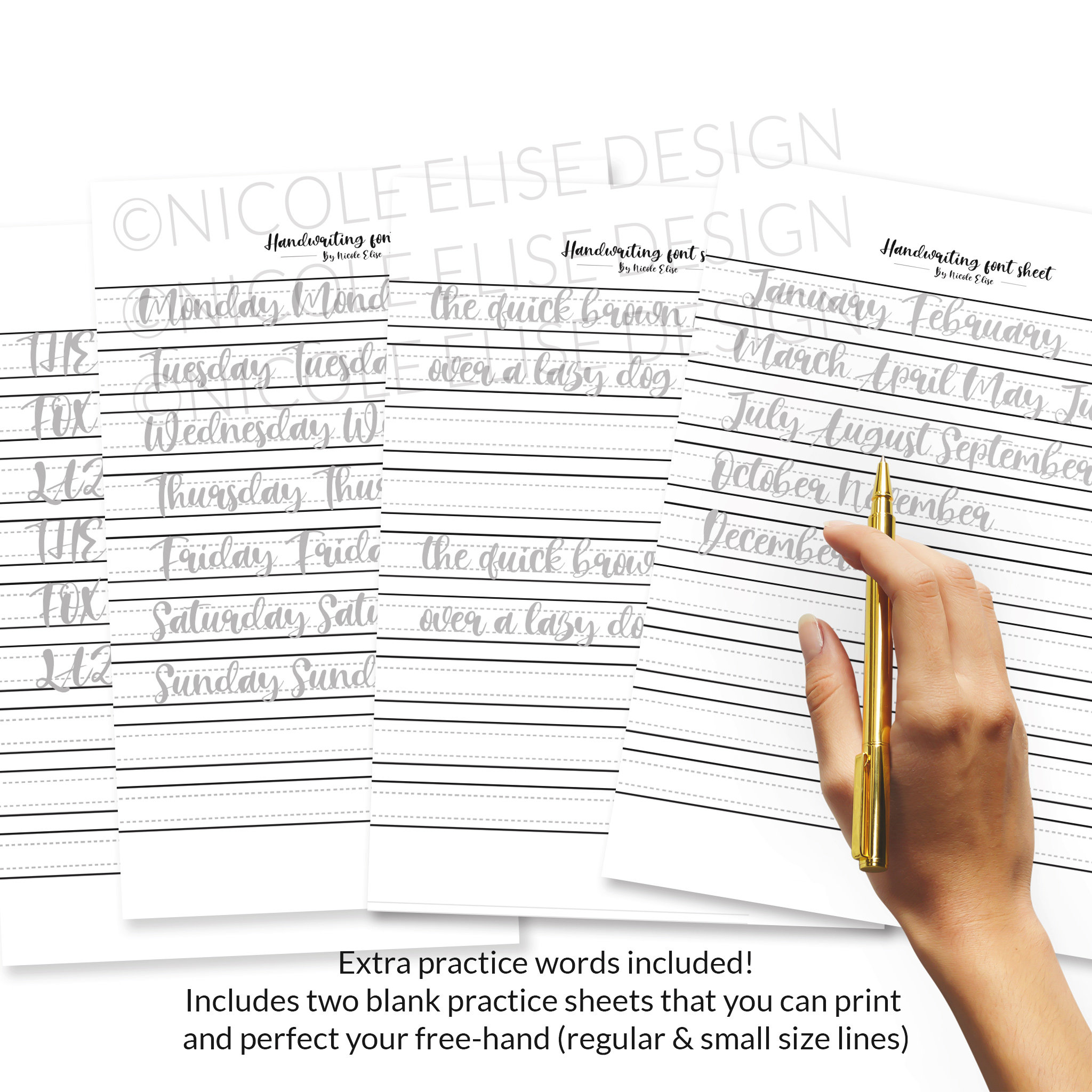 15 Page Dreamy Calligraphy Hand Writing Workbook PDF Practice Sheet ...