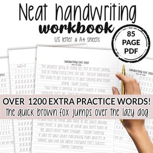 Our 4 BEST SELLERS! Neat Handwriting Practice Workbook Bundle Font ...