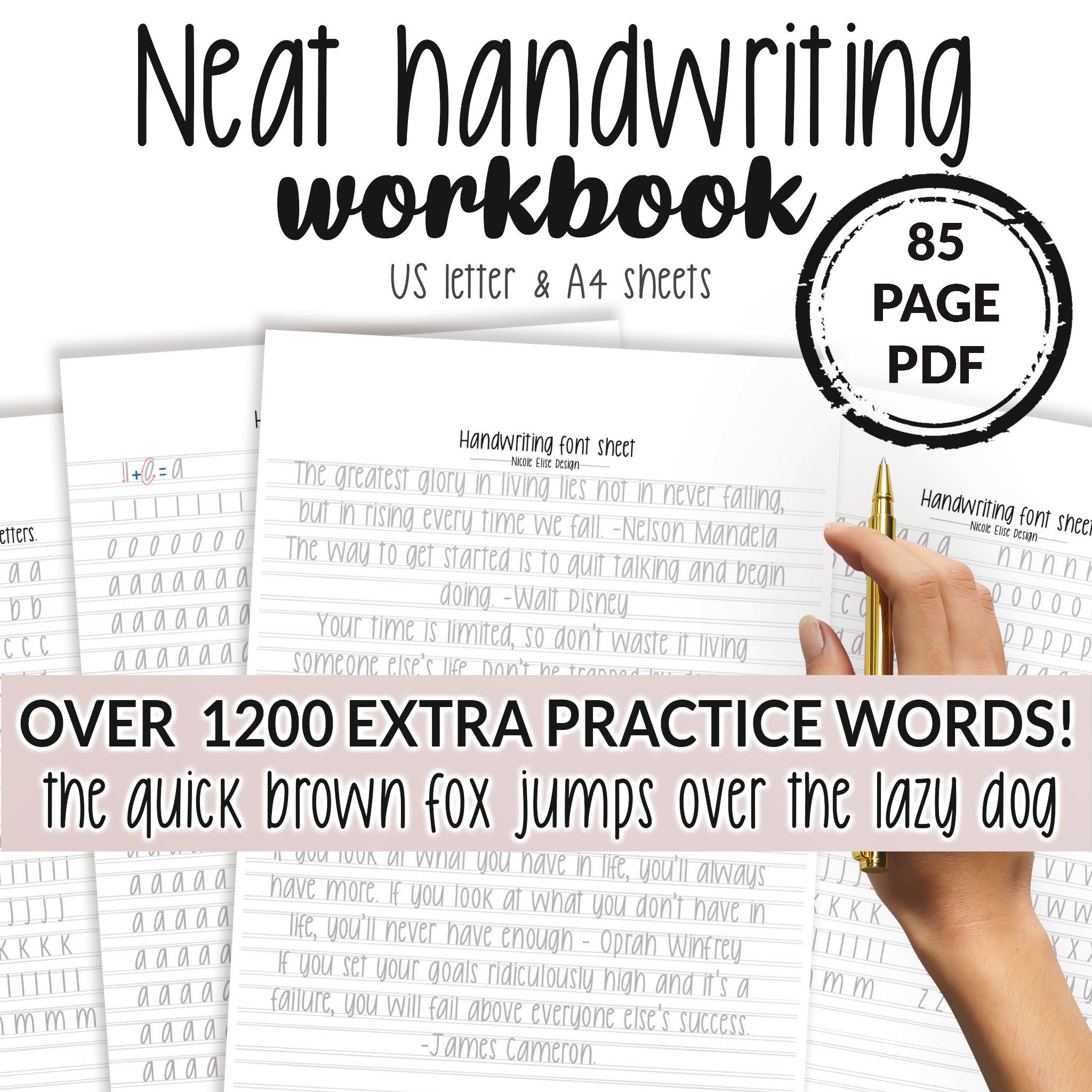 Our 4 BEST SELLERS! Neat Handwriting Practice Workbook Bundle Font ...