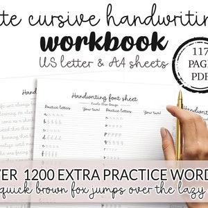 117 Page Fun Cursive Neat Hand Writing Workbook Practice - Etsy