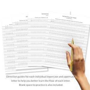 94 Page Journaling Hand Writing Practice Workbook Sheet Printable Guide ...