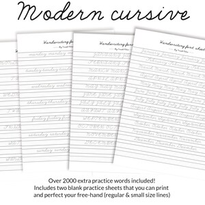 100 Page Modern Cursive Workbook Sheets Printable Alphabet iPad ...