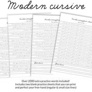 100 Page Modern Cursive Workbook Sheets Printable Alphabet iPad ...