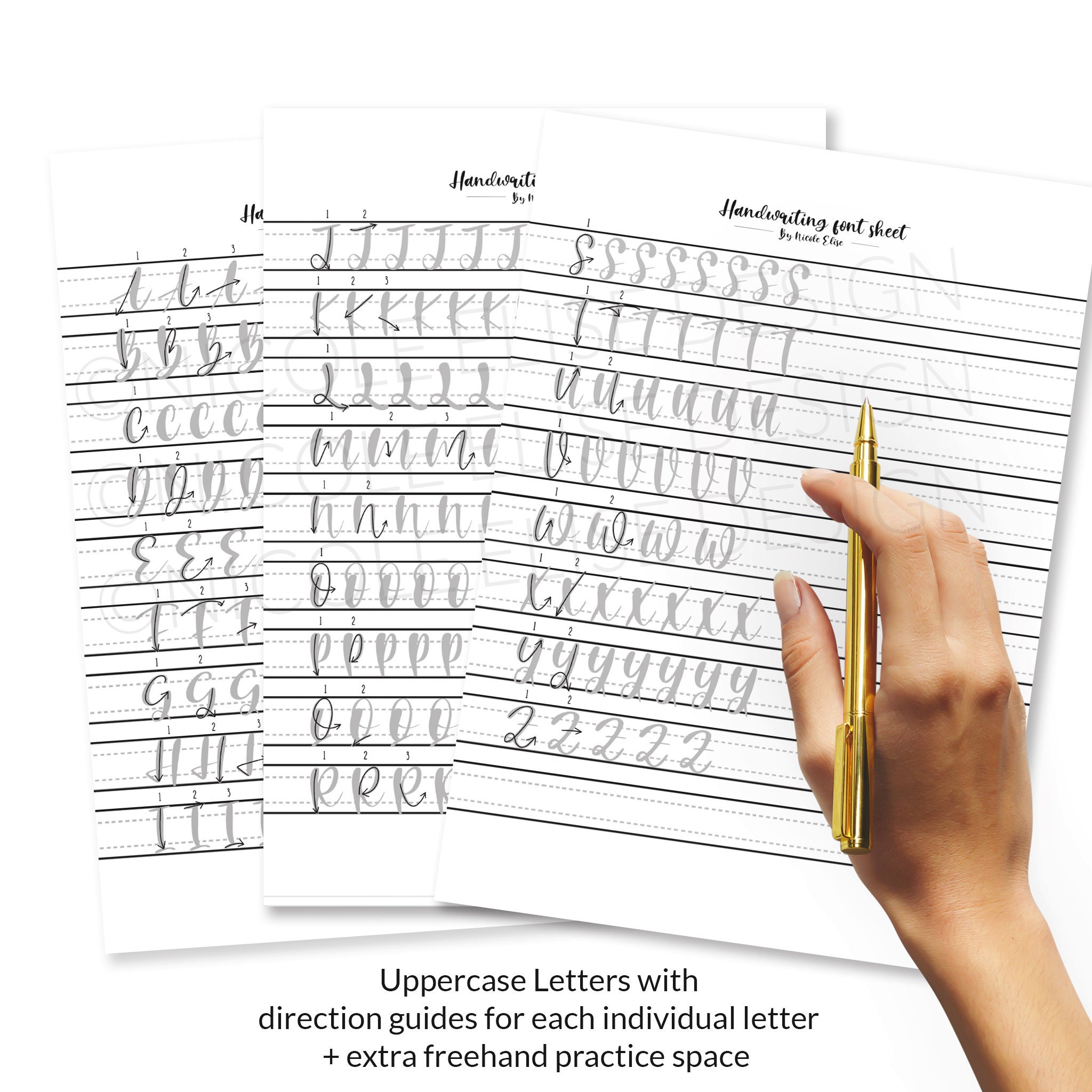 15 Page Dreamy Calligraphy Hand Writing Workbook PDF Practice Sheet Printable iPad Easy Template ...