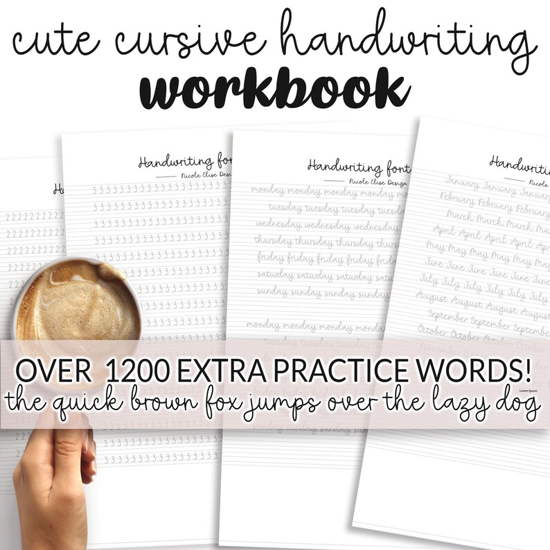 117 Page Fun Cursive Neat Hand Writing Workbook | Practice Sheet Guide ...