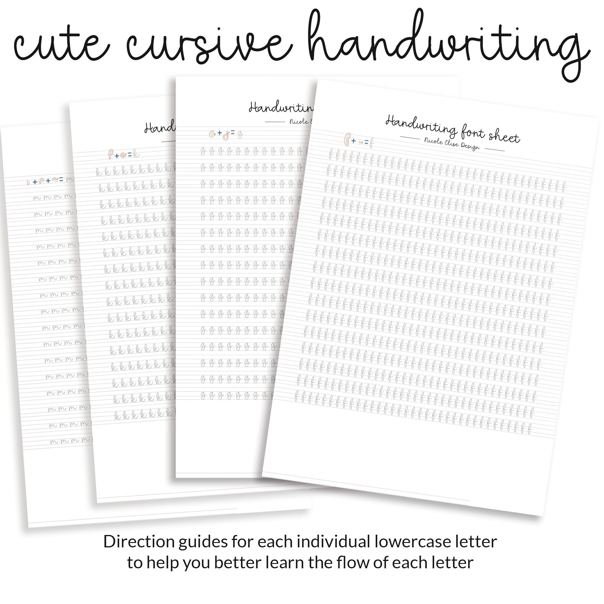 117 Page Fun Cursive Neat Hand Writing Workbook | Practice Sheet Guide ...