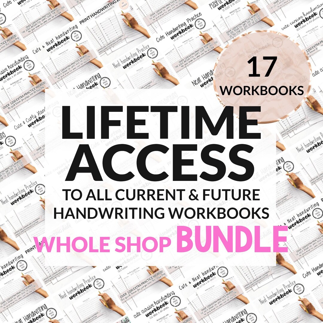 WHOLE SHOP Lifetime Access Handwriting Workbook Bundle One Time ...