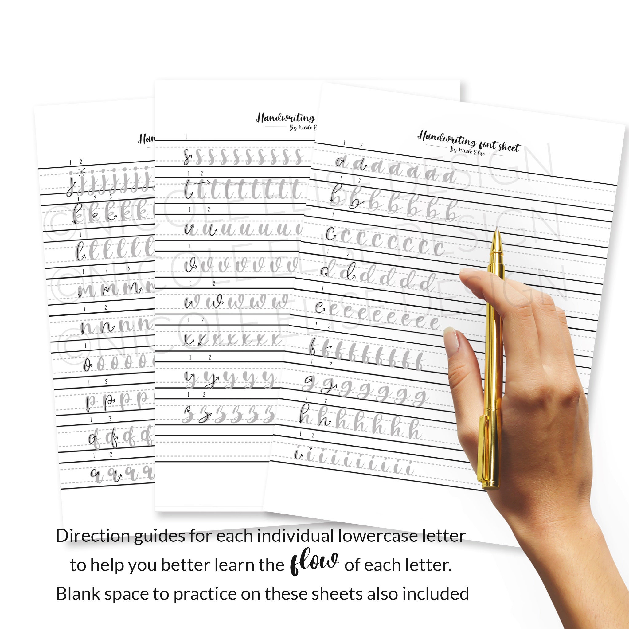 15 Page Dreamy Calligraphy Hand Writing Workbook PDF Practice Sheet ...
