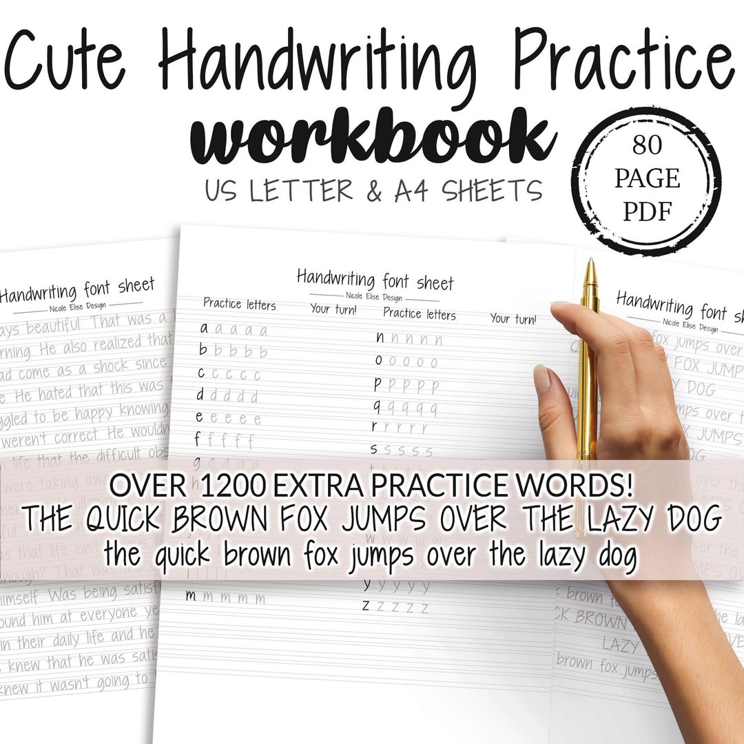 80 Page Cute Hearts Workbook Sheets Printable Alphabet iPad - Etsy